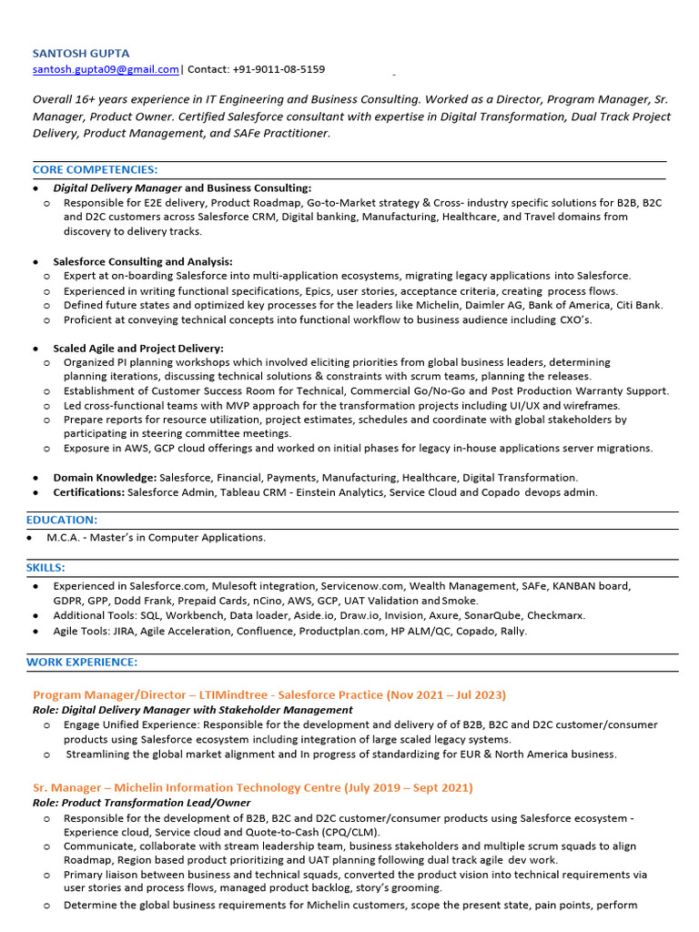 SANTOSH GUPTA CV | PDF | Scrum (Software Development) | Banks