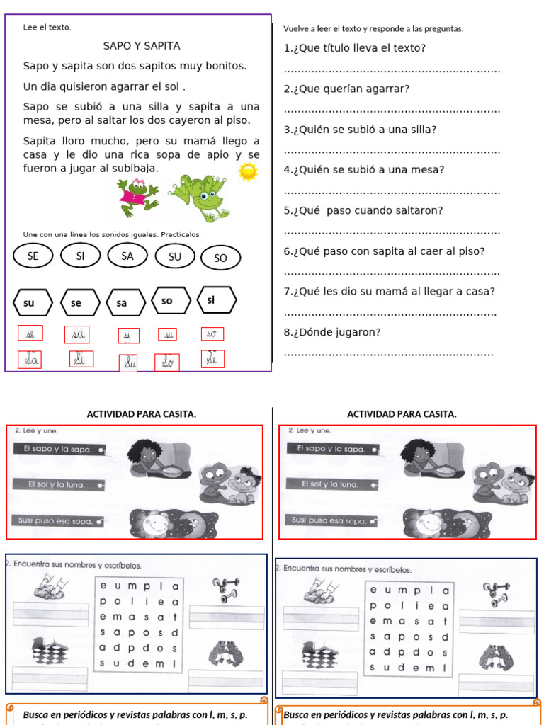 Anexos Del Sapito y Sapita | PDF | Juegos y actividades | Artes del ...