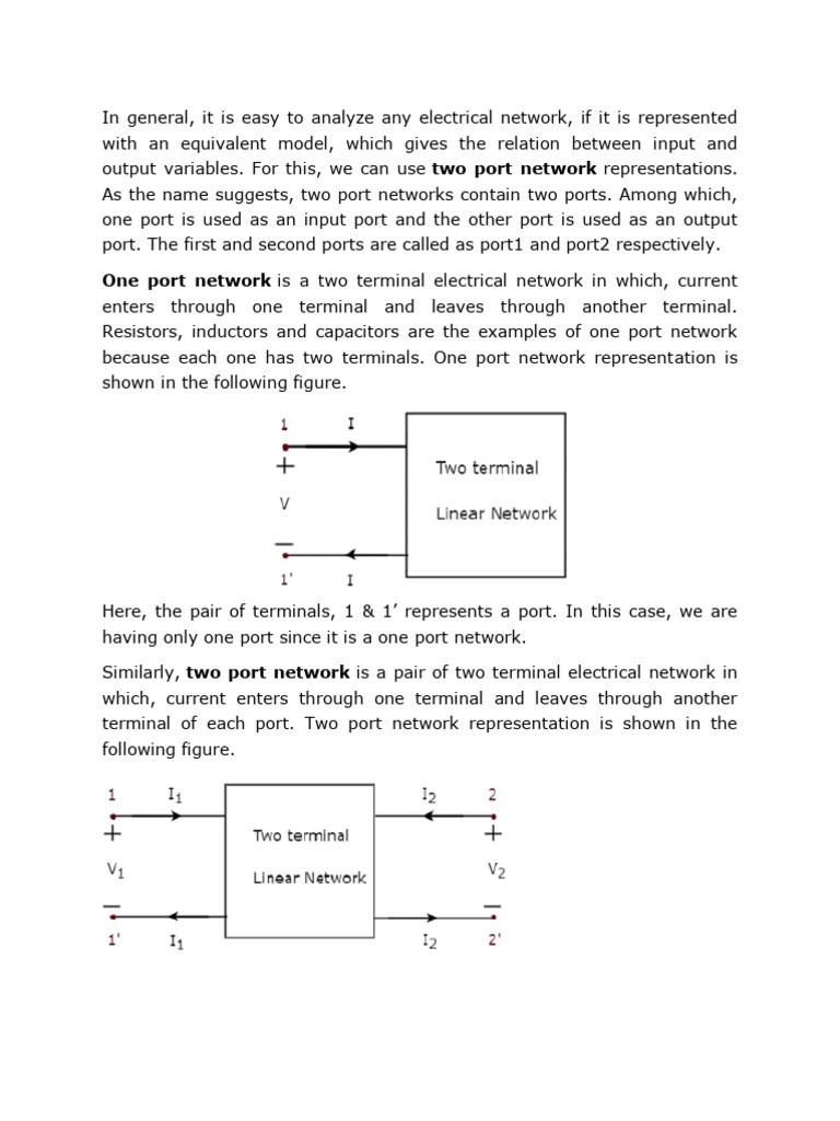 two port netwok | PDF | Electrical Network | Electronic Circuits
