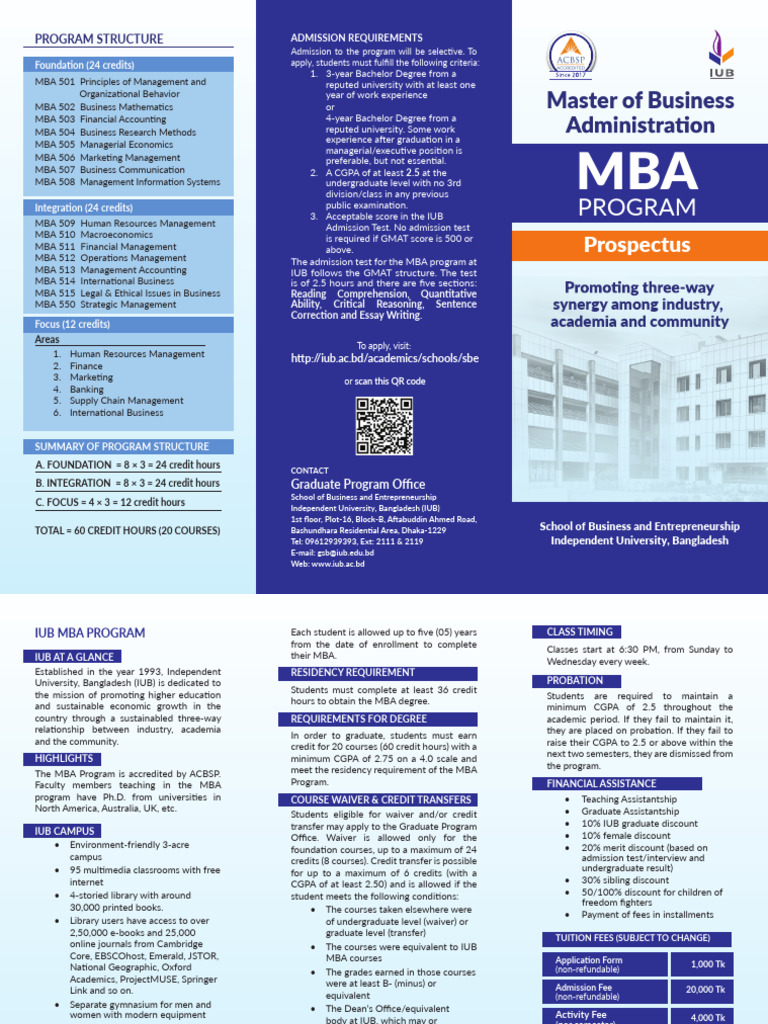 MBA Brochure | PDF | Master Of Business Administration | Graduate ...