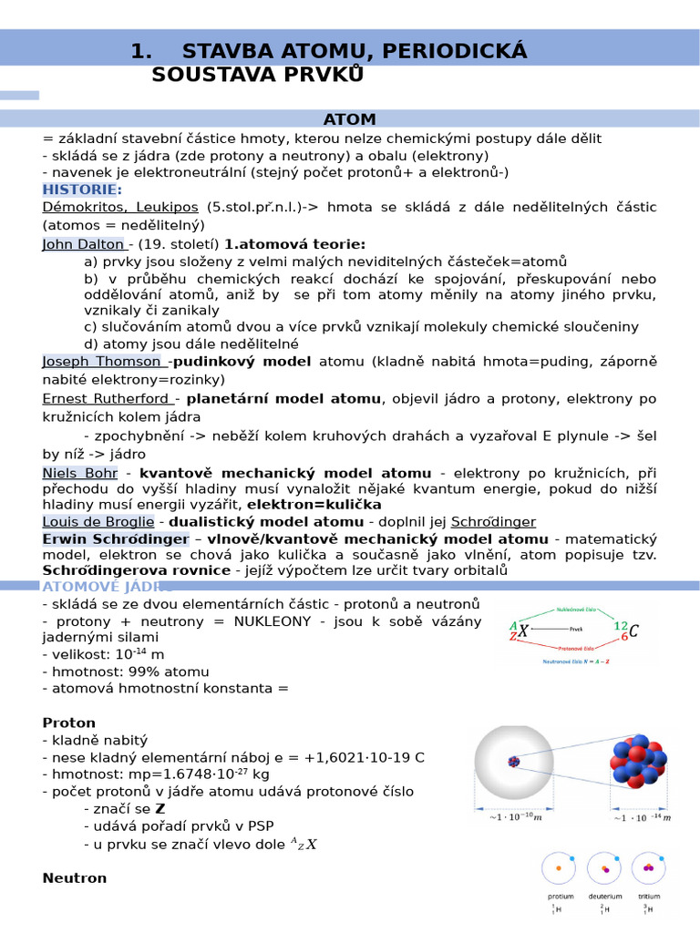 Stavba Atomu, Periodická Soustava Prvků | PDF