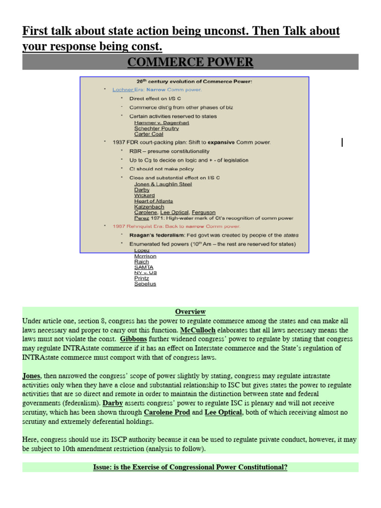Commerce Clause & Federal Power | PDF | Commerce Clause | Rational ...