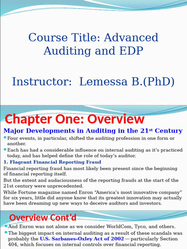 Chapter 1 - Advanced Auditing and EDP | PDF | Internal Audit | Audit