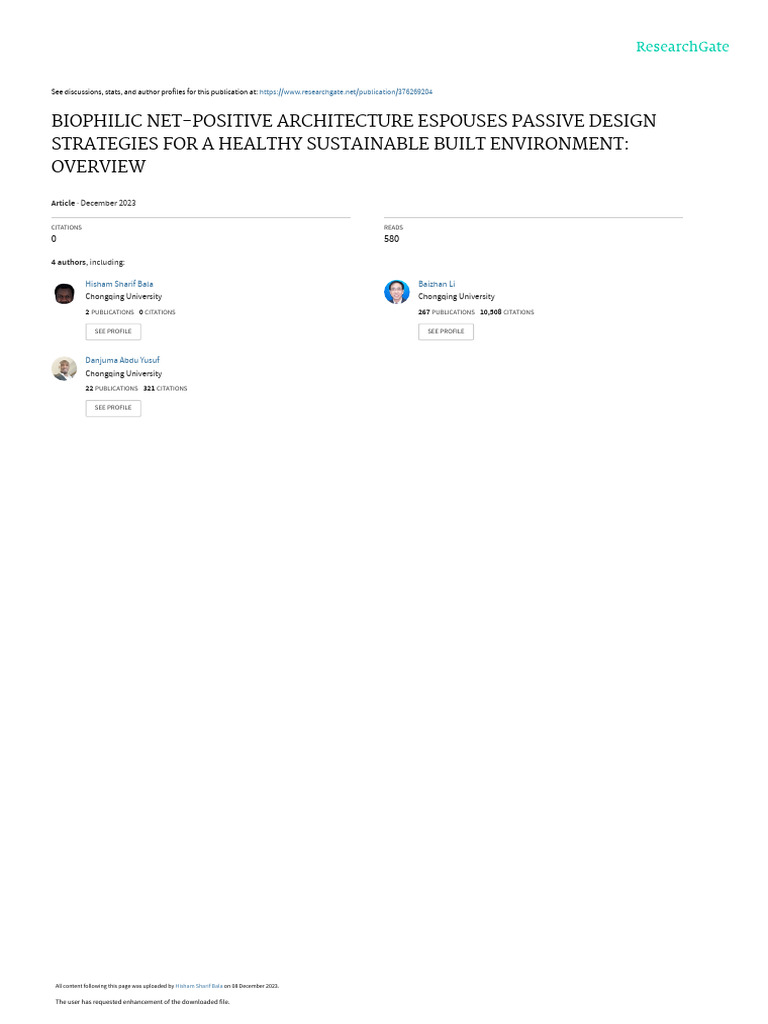 BIOPHILIC NET POSITIVE ARCHITECTURE ESPOUSES PASSIVE DESIGN STRATEGIES ...