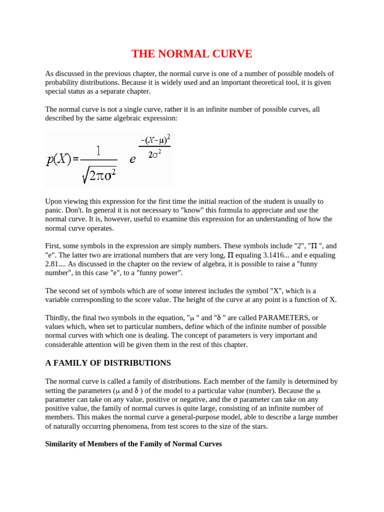 The Normal Curve | PDF | Area | Normal Distribution
