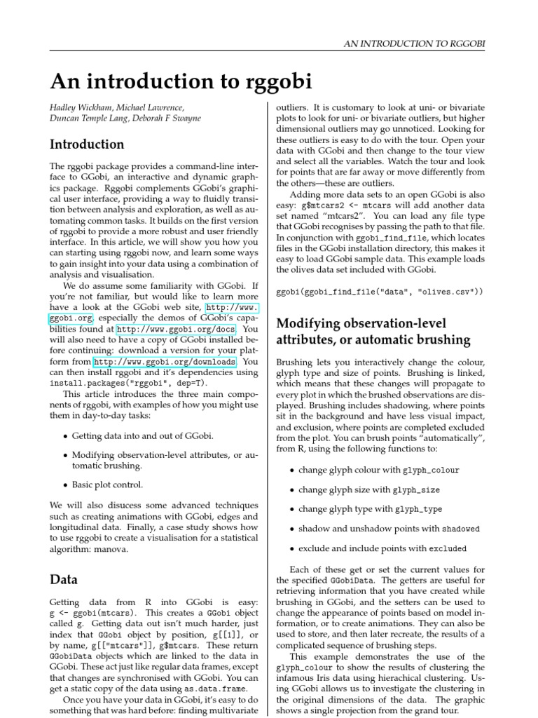 An Introduction To Rggobi | PDF | 2 D Computer Graphics | Visualization ...