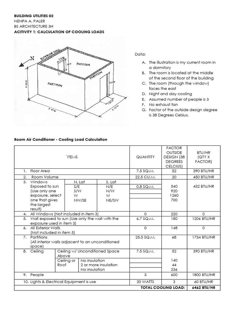Cooling Load Calculation Guide | PDF | Building Insulation | Wall