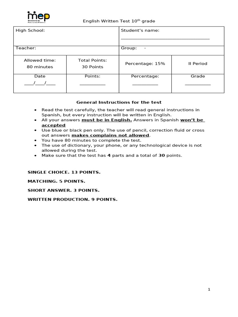 10th U3 Written Test | PDF | Subject (Grammar) | Stereotypes
