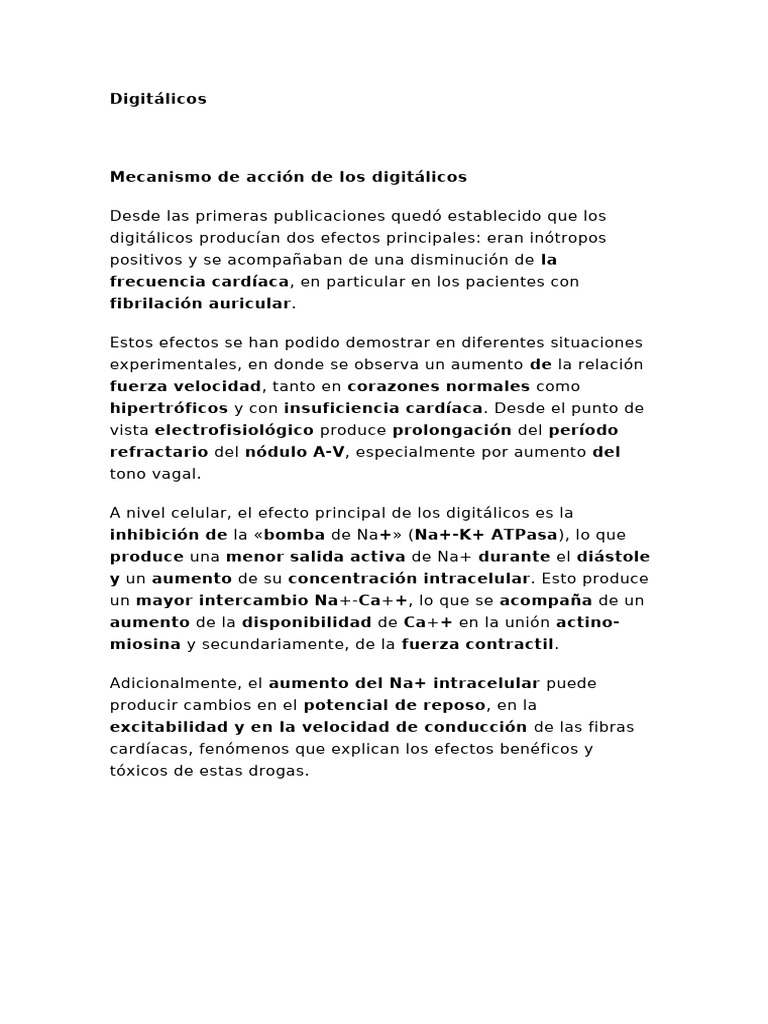 Digitálicos | PDF | Medicina CLINICA | Especialidades Medicas
