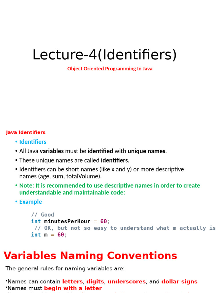 Lecture 4 Identifiers | PDF