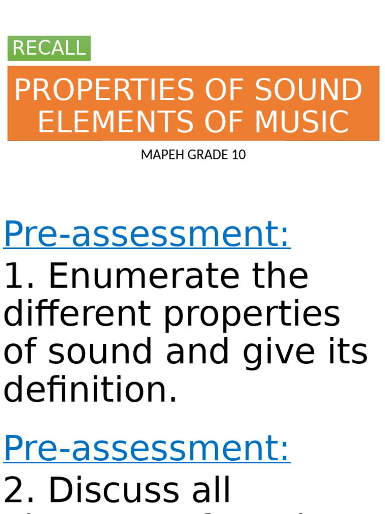 Properties and Elements of Music | PDF | Harmony | Tempo