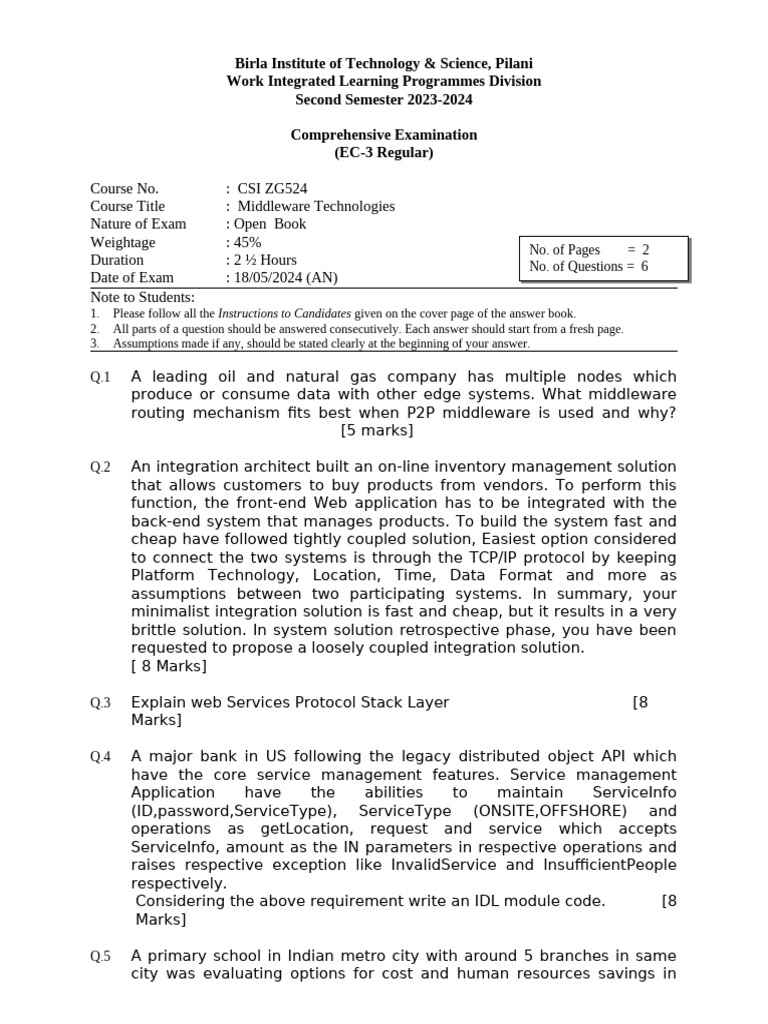 Csi ZG524 Ec-3r Second Sem 2023-2024 | PDF | Network Architecture ...