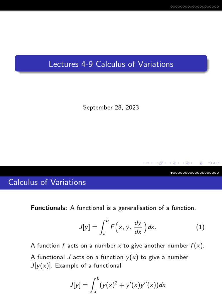 Calculus Of Variations Slide Pdf Calculus Of Variations Euler