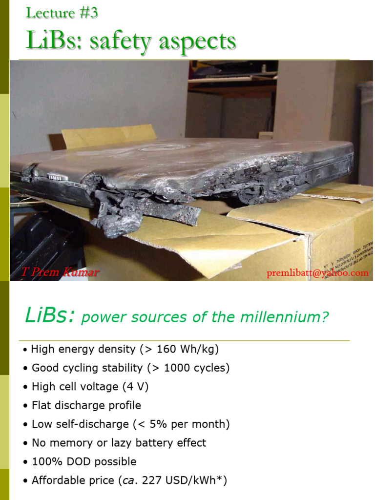 Libs: Safety Aspects: T Prem Kumar | PDF | Lithium Ion Battery | Anode