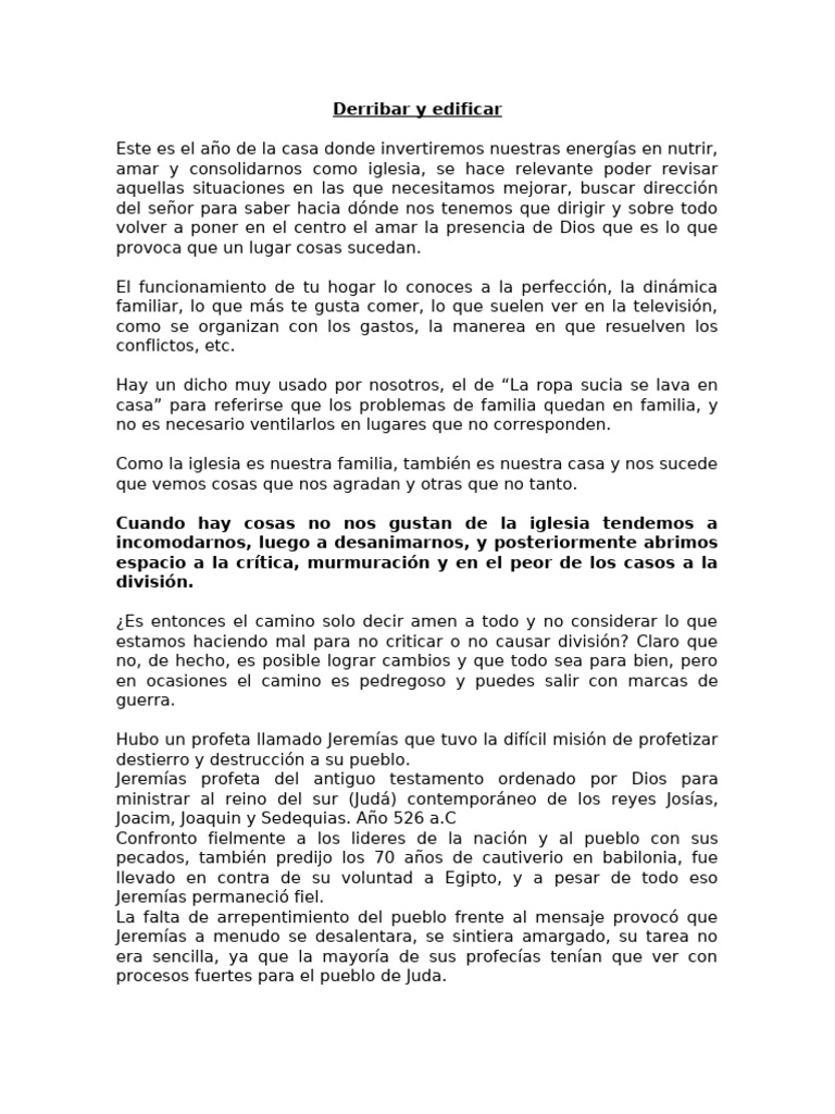 Derribar y Edificar | PDF | Cristo (título) | Jeremías