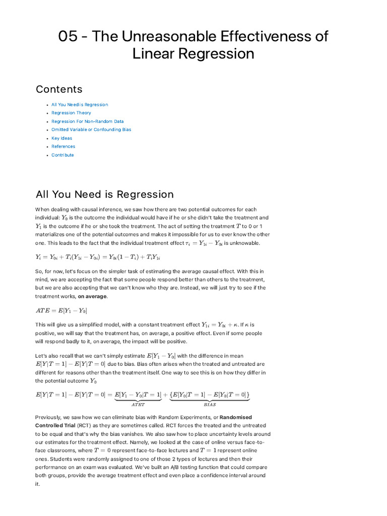 Linear Regression for Causal Inference | PDF | Regression Analysis ...
