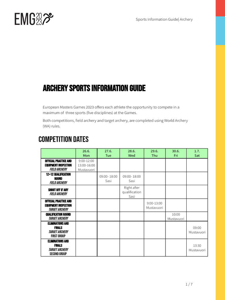 EMG2023 Sports-Guide Archery Final - Docx-1 | PDF | Archery ...