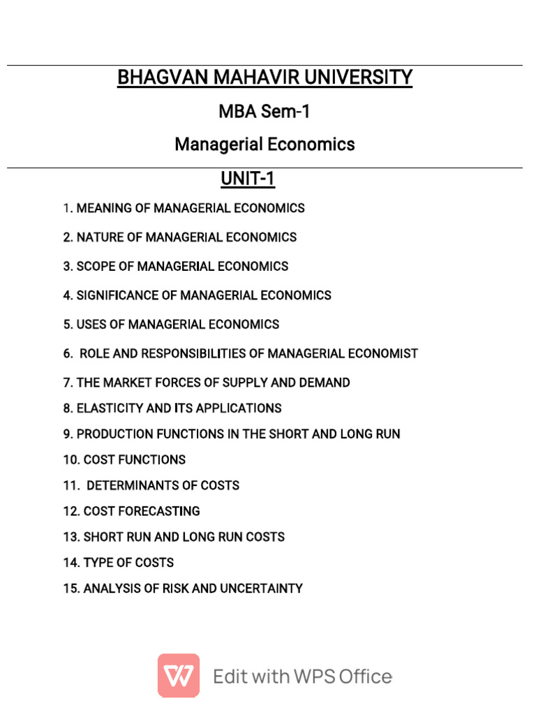 Managerial Economics Mba Sem1 | PDF | Demand | Economics