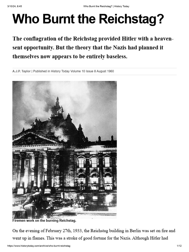 Unraveling the Reichstag Fire Mystery | PDF