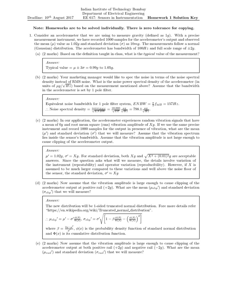 IIT Bombay EE 617 Homework 1 Solutions | PDF | Normal Distribution ...