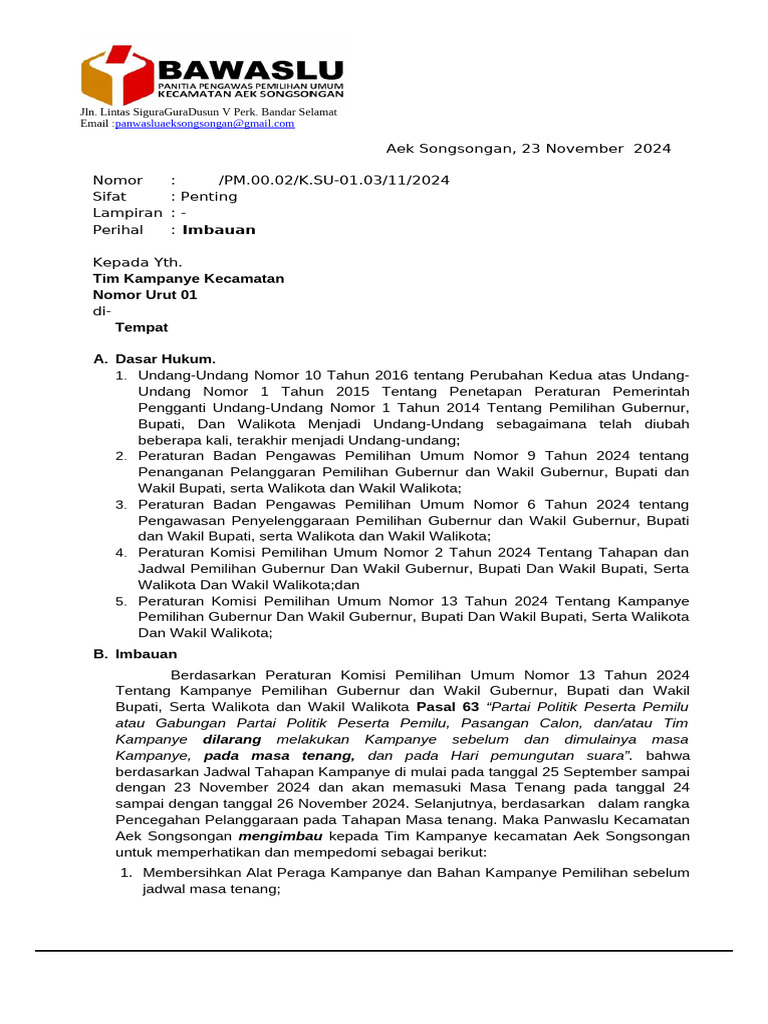 Imbauan Masa Tenang Kampanye 2024 | PDF | Politik | Ilmu Sosial