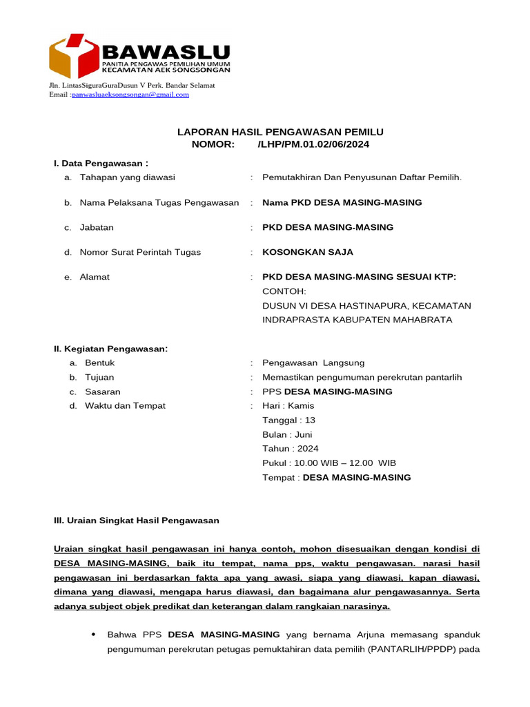Laporan Pengawasan Pemilu 2024 | PDF