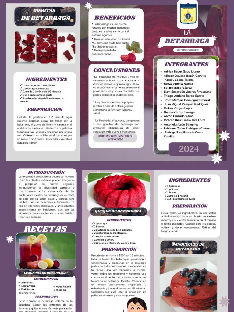 Betarraga Triptico | PDF | Alimentos