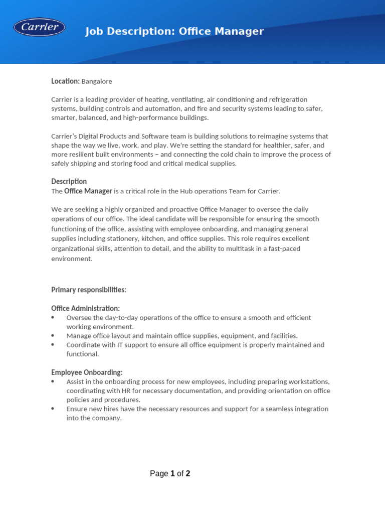 JD_Office Manager | PDF | Business