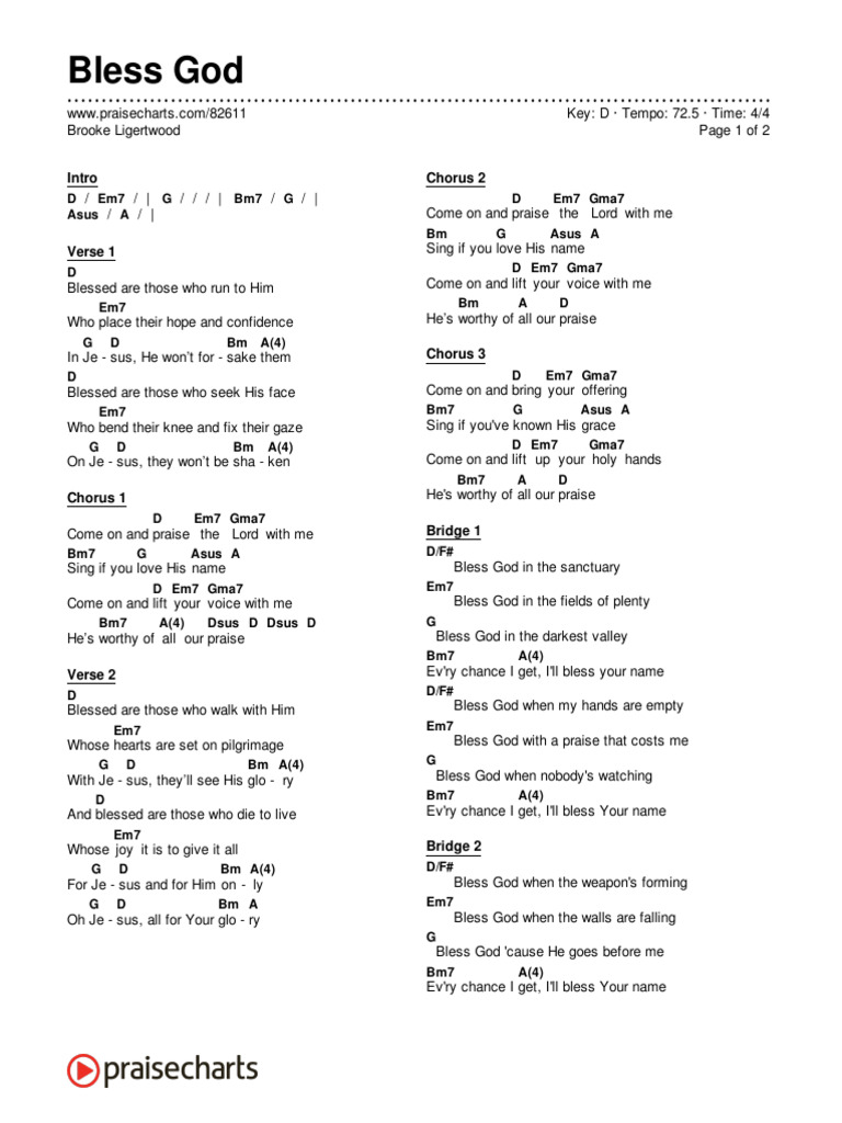 Bless God Chords and Lyrics Guide | PDF | Song Forms | Musical Forms