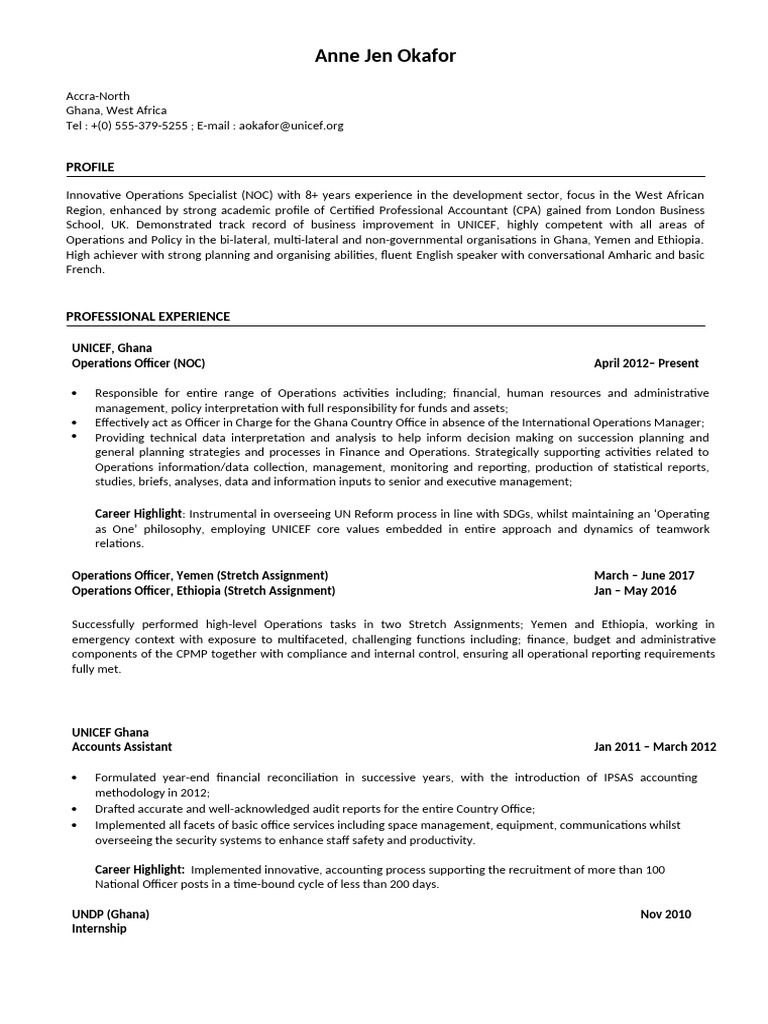 CV_sample | PDF | Business | Economies