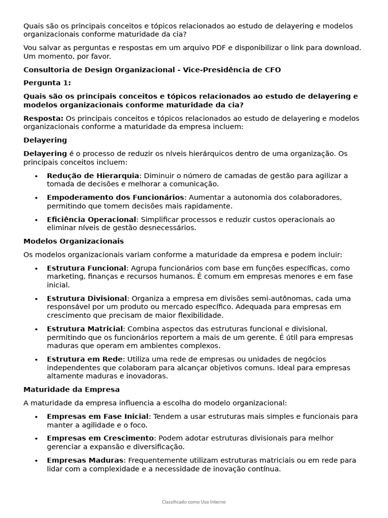 Delayering e Modelos Organizacionais | PDF | Gestão de recursos humanos ...