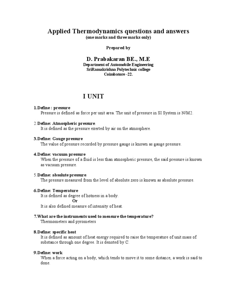 Atd Questions and Answers | PDF | Internal Combustion Engine | Gas ...