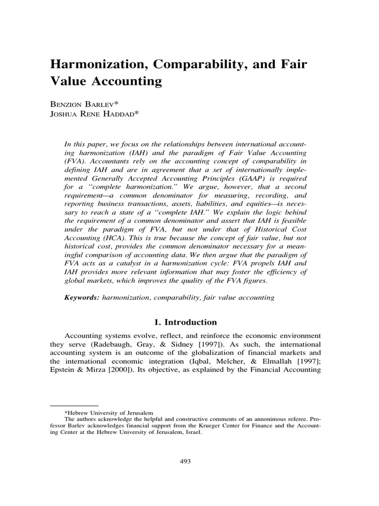 Fair Value Accounting and Global Harmonization | PDF | Fair Value ...