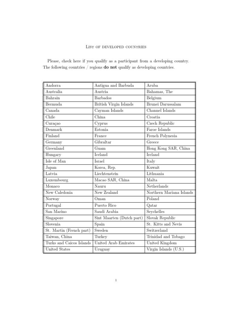 List of Developed Countries | PDF
