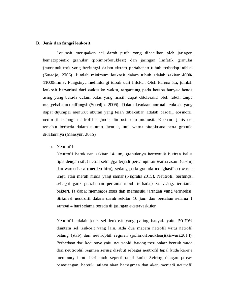 Jenis Dan Fungsi Leukosit | PDF
