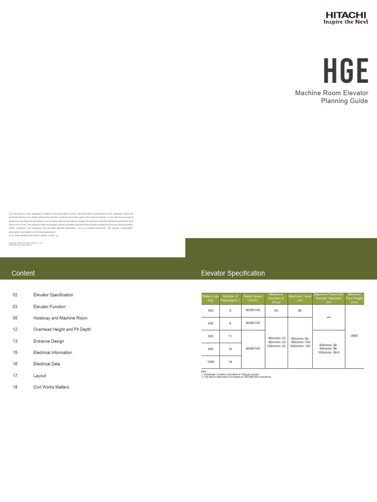 HGE Planning Guide 20240115 | PDF | Elevator | Manufactured Goods