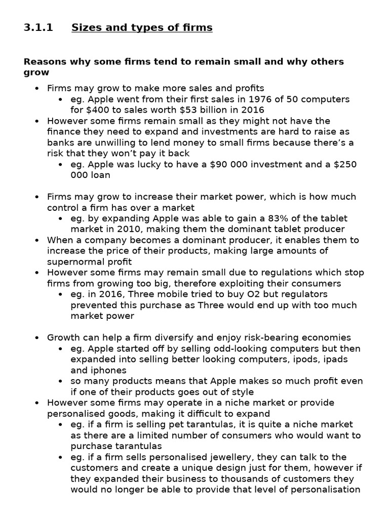 Types and Sizes of Firms in Economics | PDF | Apple Inc. | Investing