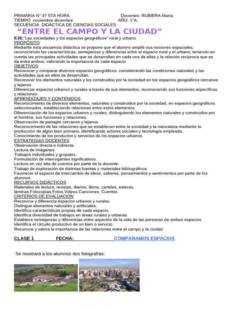 Ciencias Sociales .Rural - Urbano .Octubre | PDF | Sociedad | Geografía