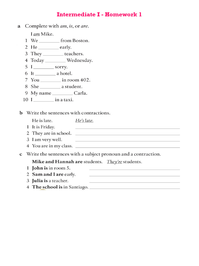 Homework 1 - Verb To Be | PDF