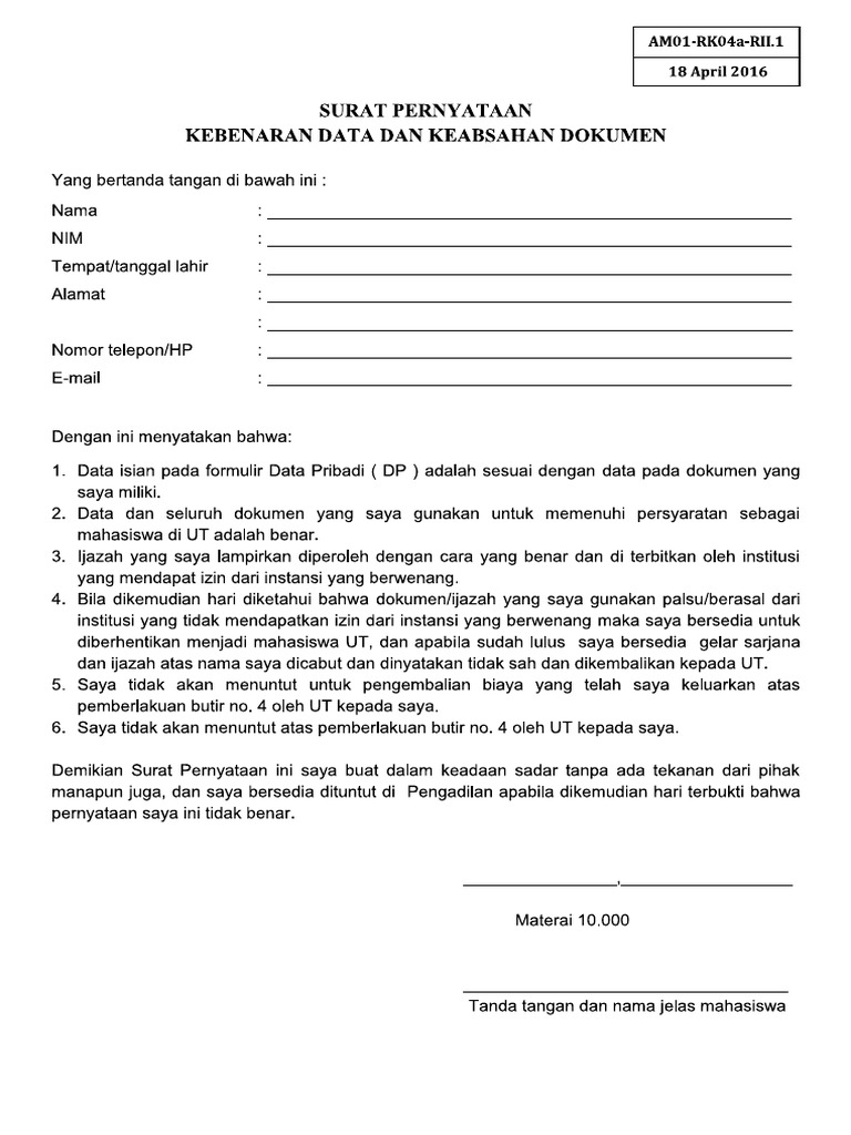 Form Keabsahan | PDF