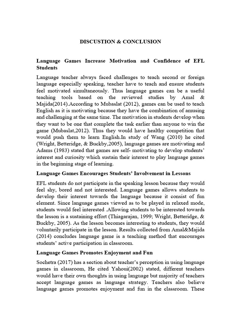 Language Games Boost EFL Student Engagement | PDF | English As A Second ...
