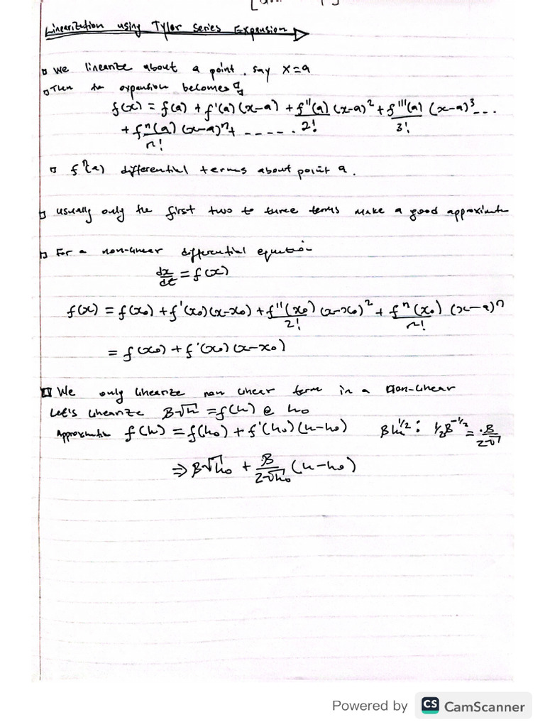 Tylor Series Expansion Linearization | PDF