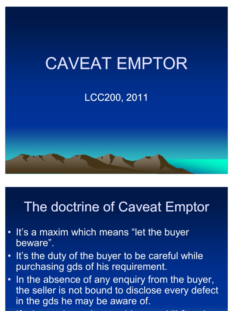 Doctrine of Caveat Emptor and Hire Purchase Law