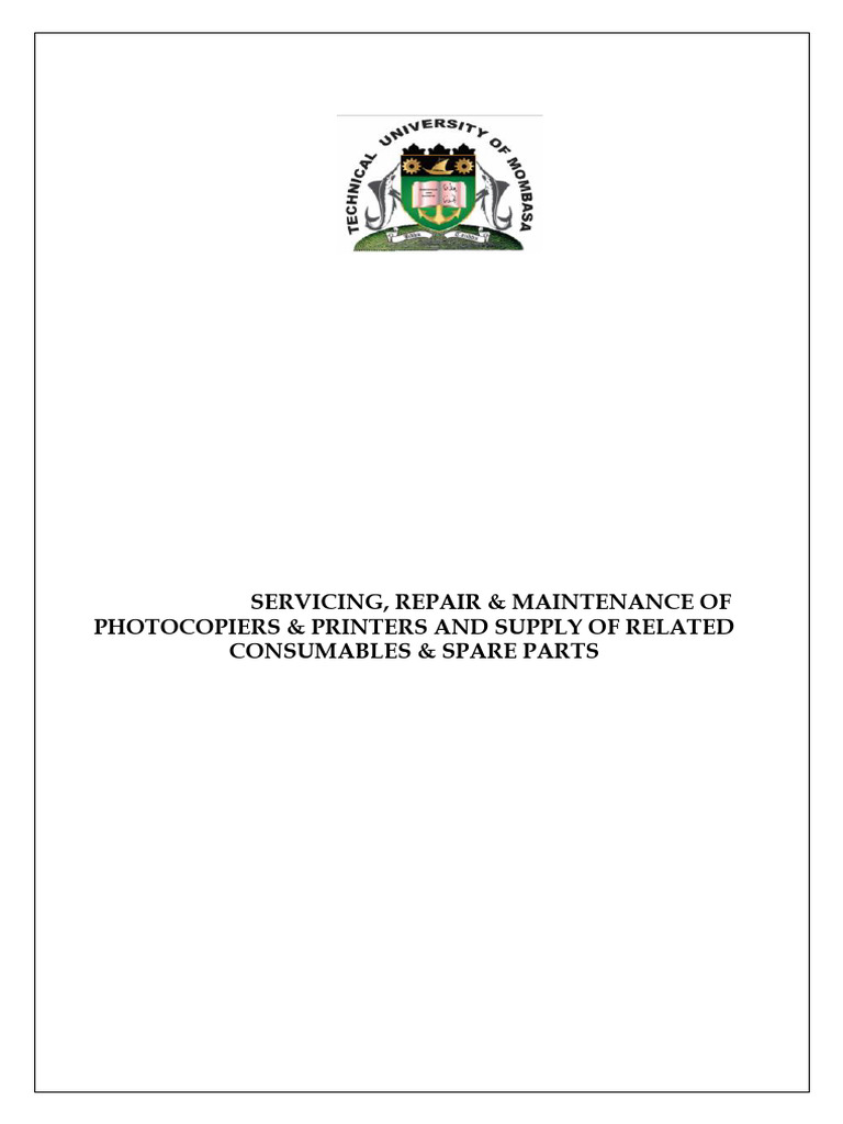 Tender For Servicing, Repair & Maintenance of Photocopiers & Printers and Supply of Related ...