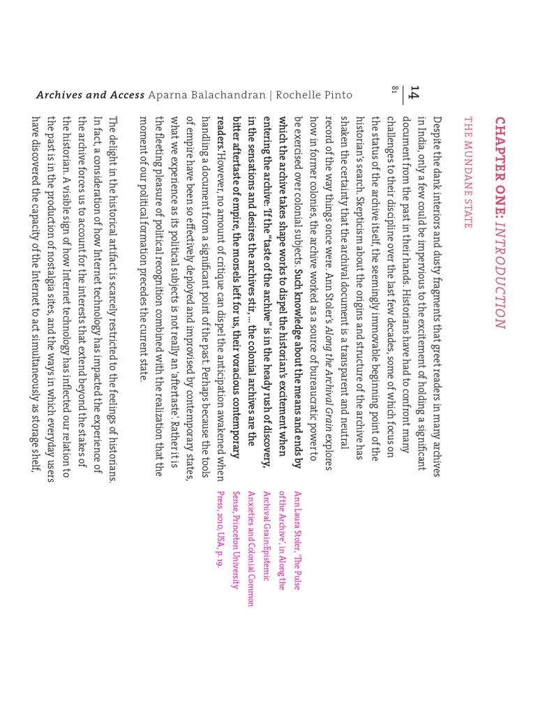 Aparna Balachandran and Rochelle Pinto, Archives and Access, Pp. 14-29 ...