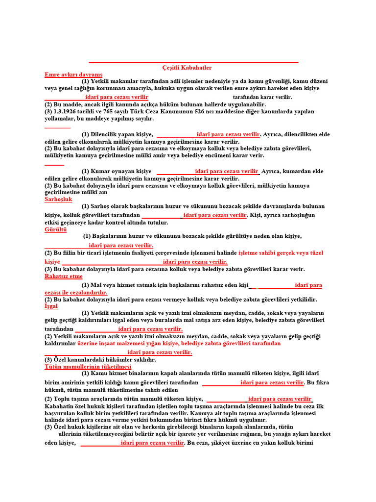 2022 Yili Kabahatler Kanunu para Cezalari | PDF 2022 Yili Kabahatler Kanunu para Cezalari | PDF