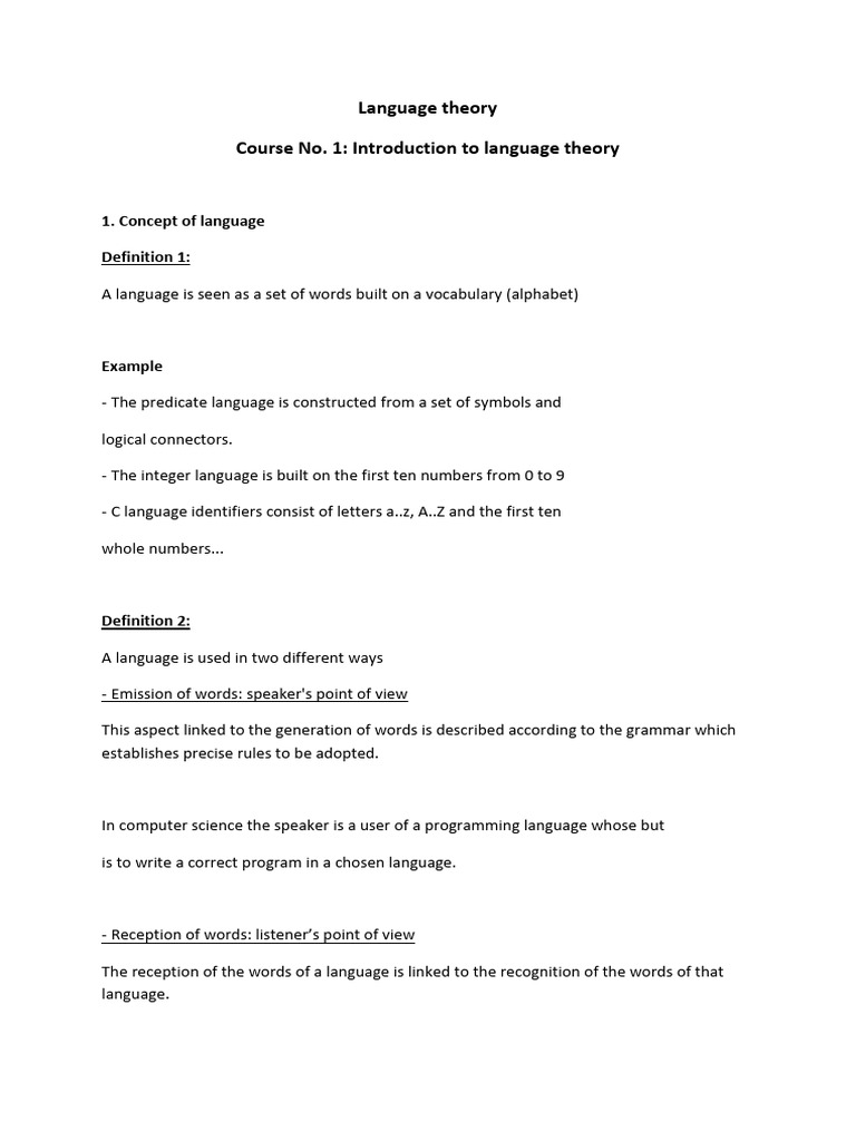 Language Theory Cours 1 | PDF | Mathematics | Mathematical Logic