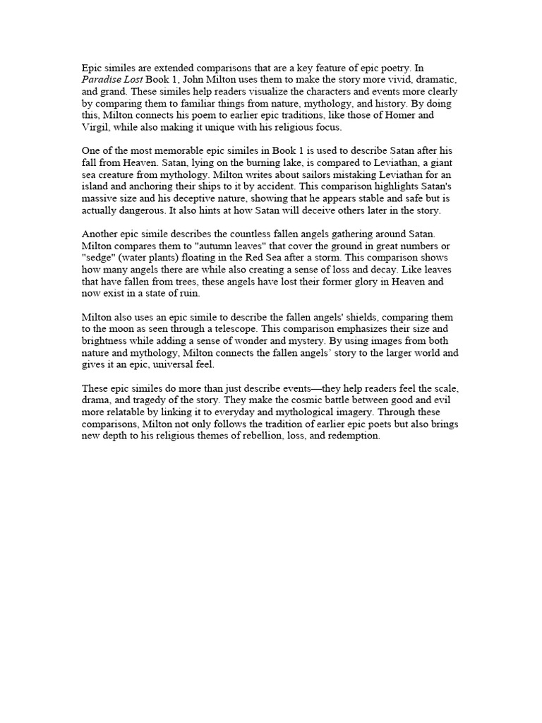 Epic Similes Are Extended Comparisons That Are A K | PDF | Young Adult