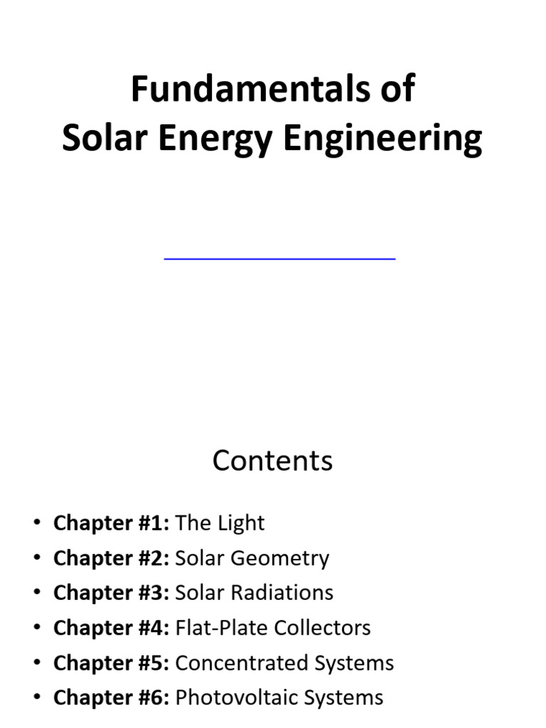 Lecture 1 - Solar Energy Engineering | PDF | Light | Electromagnetic ...