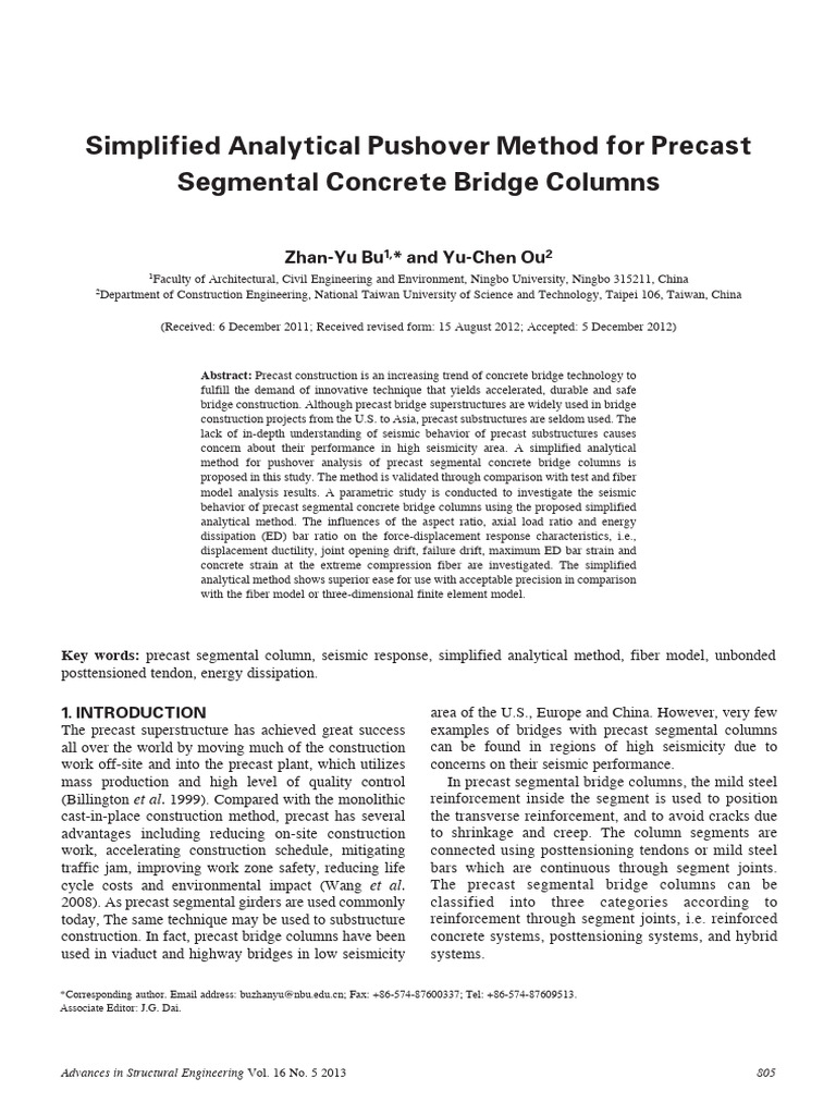 2013 - Simplified Analytical Pushover Method For Precast Segmental ...